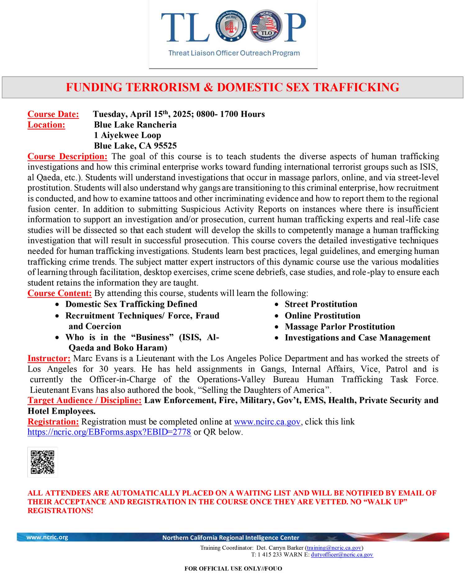 TLO ADV: FUNDING TERRORISM & DOMESTIC SEX TRAFFICKING - Blue Lake Rancheria
